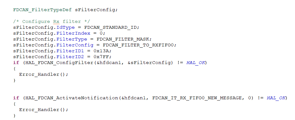 Solved: STM32H523RET6: FDCAN ID FilterConfig - STMicroelectronics Community