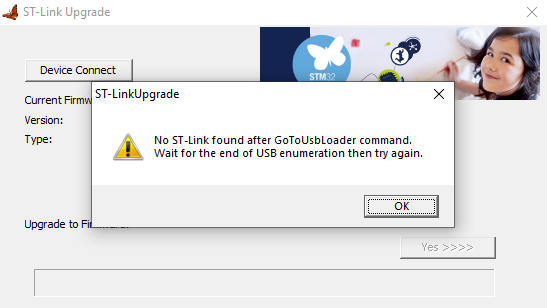 Can't update ST link - STMicroelectronics Community