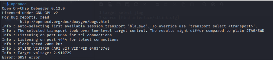 SRST error when trying to run openocd on stm32f4 - STMicroelectronics Community