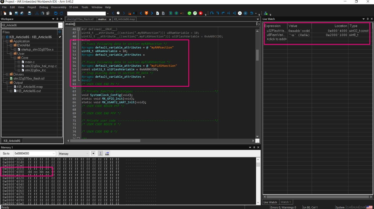 How To Allocate A Variable In A Specific Address I Stmicroelectronics Community