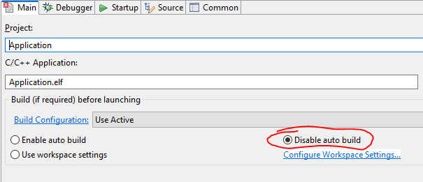 Solved: When click on Debug icon, target .elf is checked w... - STMicroelectronics Community