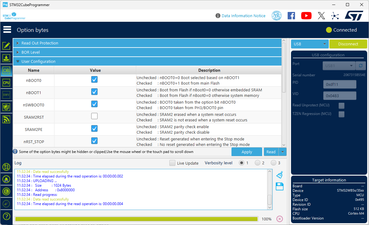Solved Stm32wb55rev6 Failed To Get Programmed Via Swd Stmicroelectronics Community