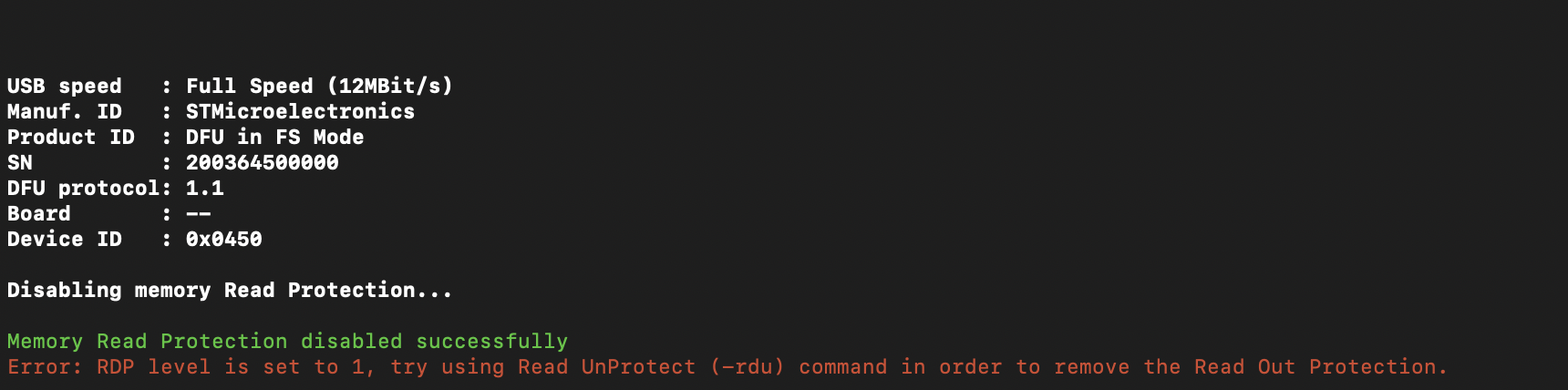 Solved: STM32H7 stuck on read protect - STMicroelectronics Community