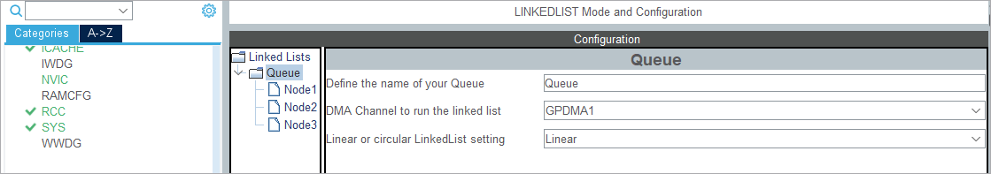 How to configure the linked list mode in STM32Cube... - STMicroelectronics Community