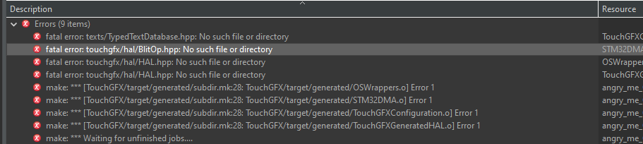 Fatal error with touchgfx custom board generated c... - STMicroelectronics Community