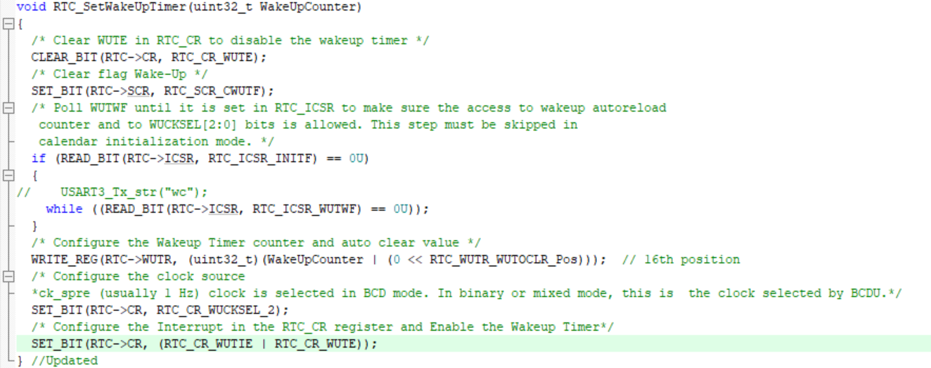 RTC Automatic Periodic Wake up in STM32H503RBT6 co ...