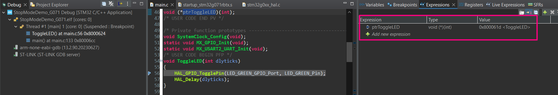 How to use function pointers in STM32CubeIDE - STMicroelectronics Community