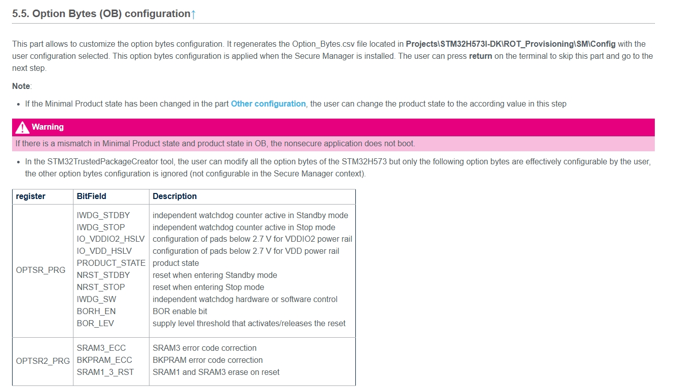 Solved Setting Option Bytes In Firmware With Secure Manag