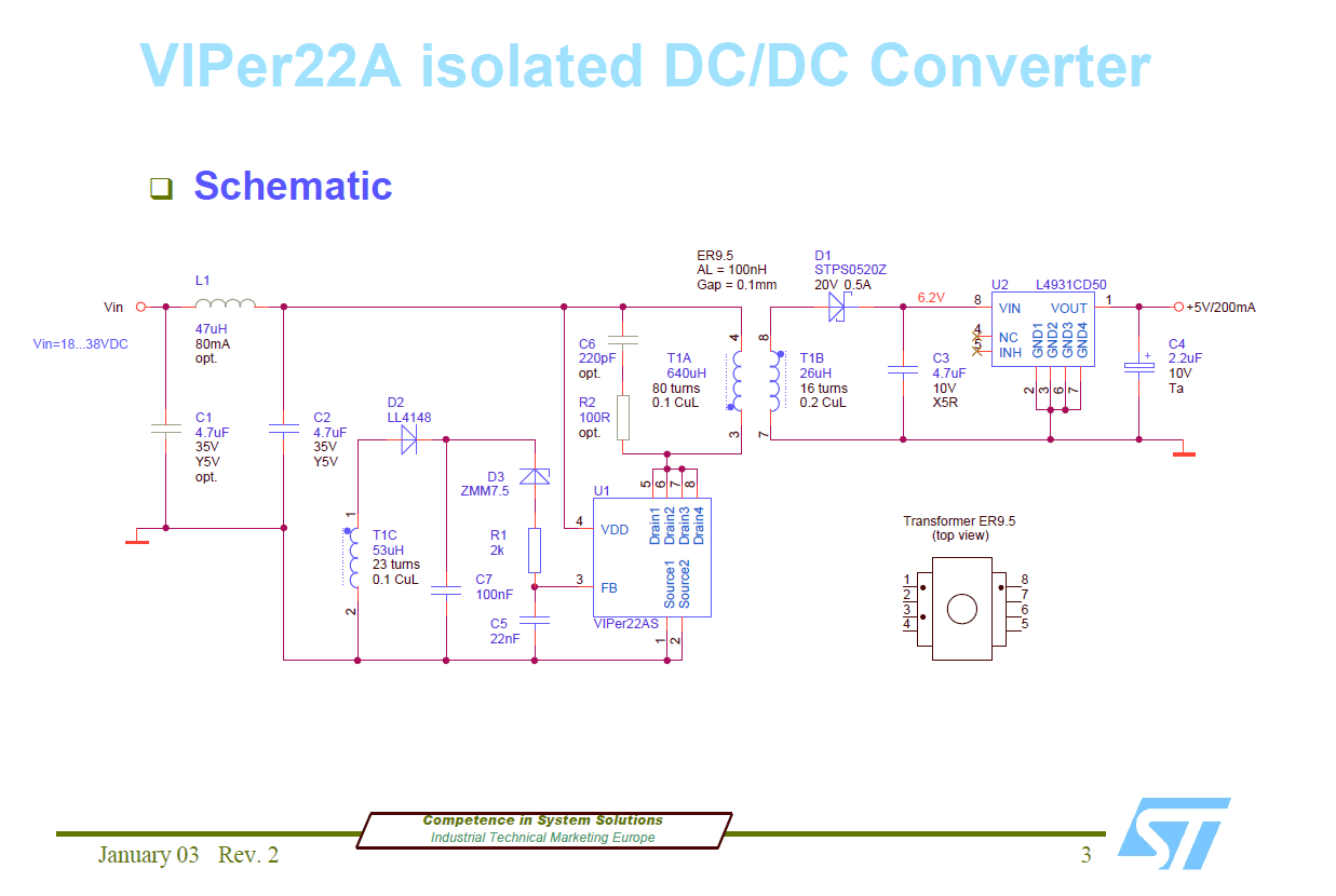 Solved: VIPer22A Isolated DC-DC Converter - STMicroelectronics Community