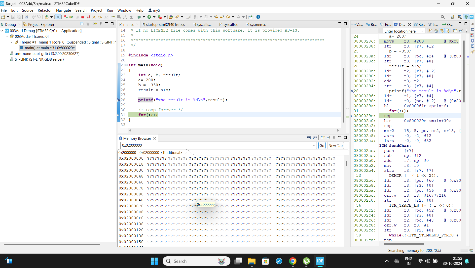 Solved: In Memory Browser all I see is ?????? for STM32F40... - STMicroelectronics Community