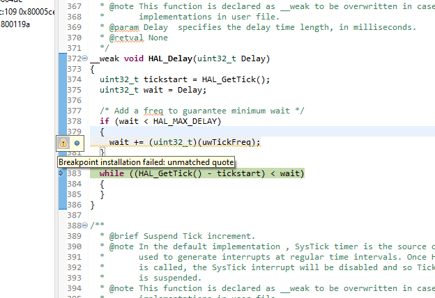Breakpoints don't work in STM32CubeIDE: "Breakpoin... - STMicroelectronics Community