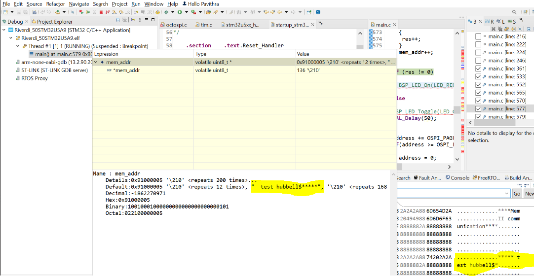 How to read/write from external memory in RiverDI ... - STMicroelectronics Community