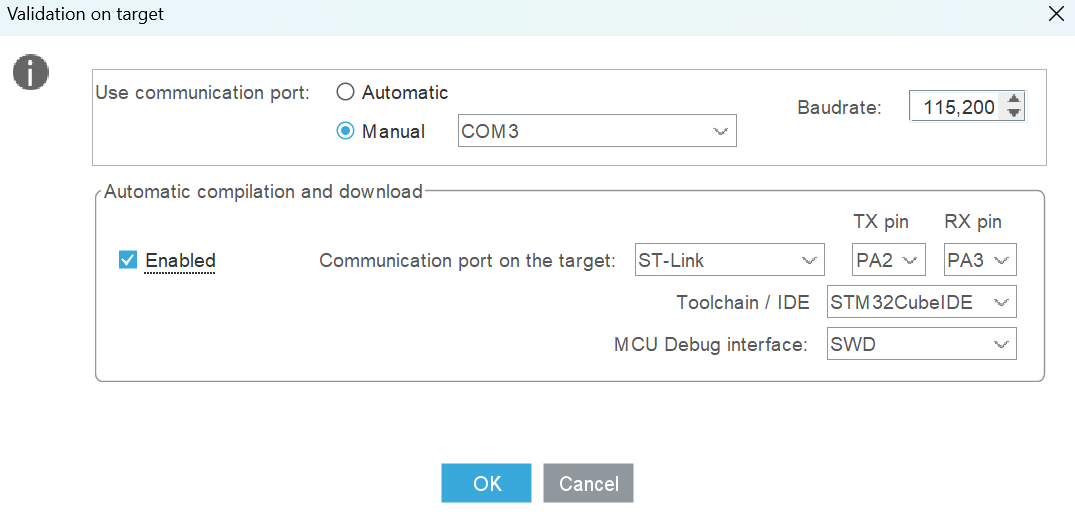 Solved: Automatic Validation on target compilation problem - STMicroelectronics Community