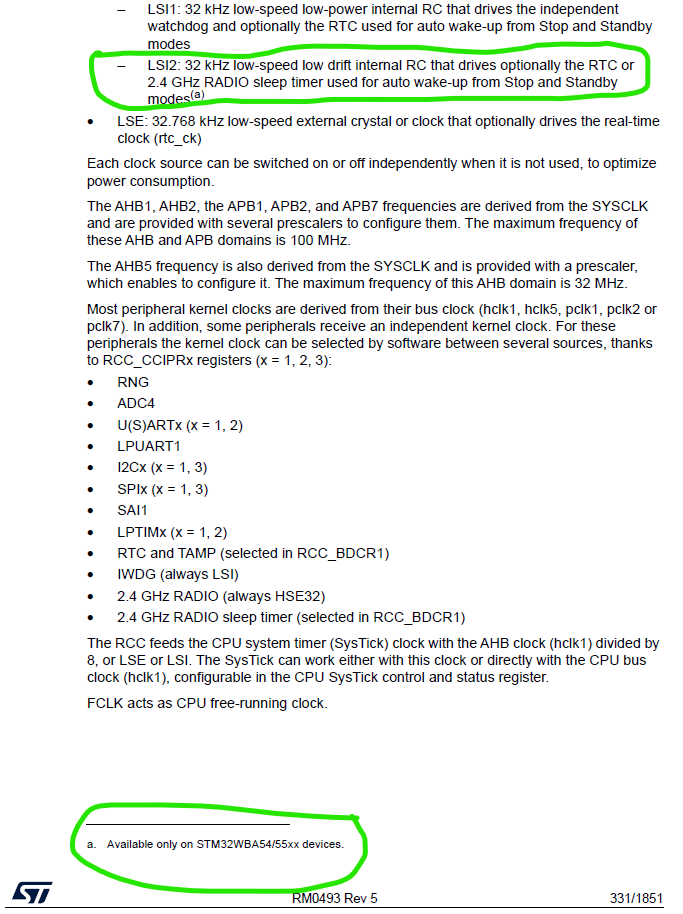 STM32WBA family use of stack BLE without LSE (with... - STMicroelectronics Community