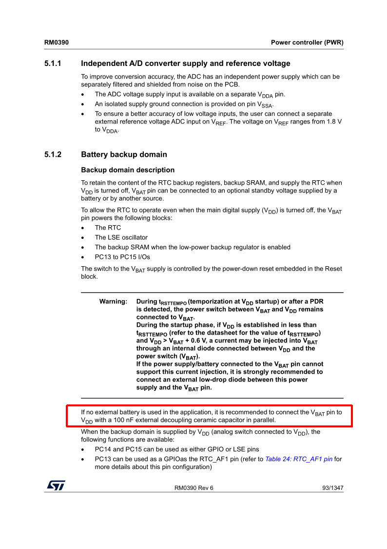 Solved: RTC backup problem with SB45 on nucleo board - STMicroelectronics Community