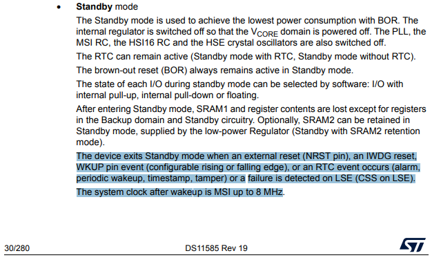 Solved: Is is possible to wakeup the STM32L496 with an ext... - STMicroelectronics Community