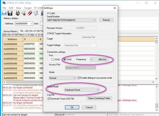 Case Stm32 St Link Utility Cannot Connect Target Stmicroelectronics Community
