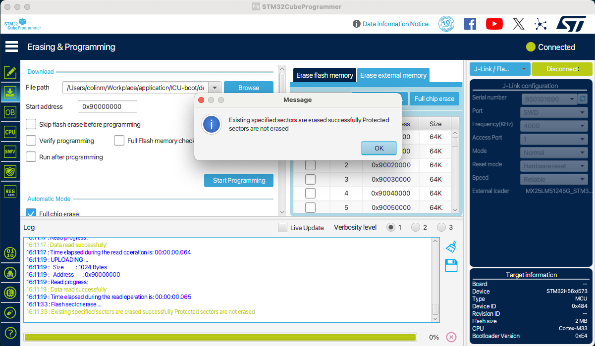 STM32CubeProgrammer J-Link External Loader downloa... - STMicroelectronics Community