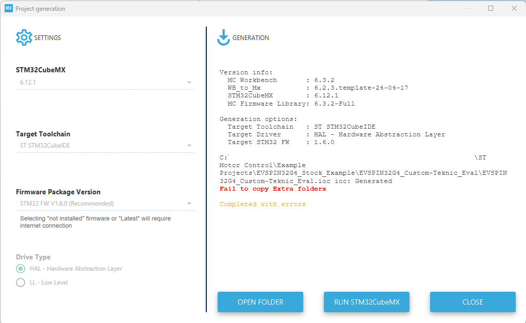 Solved: MC Workbench 6.3.2 - "Fail to copy Extra folders" - STMicroelectronics Community