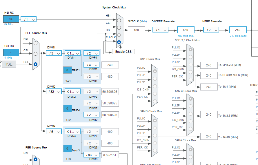 Solved: Clock Configuration Setting on STM32H750B-DK (post... - STMicroelectronics Community