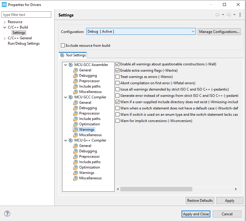 Suppress Compiler Warnings For Library Files Stmicroelectronics Community 