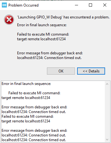 target remote localhost:61234 - STMicroelectronics Community
