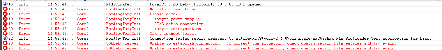 SPC582B-DIS Debugging with AutoDevKit Studio or UD... - STMicroelectronics Community