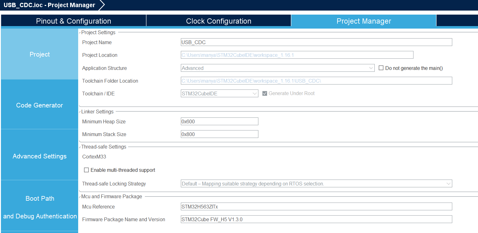 STM32H563ZI: implement USB CDC communication using... - STMicroelectronics Community