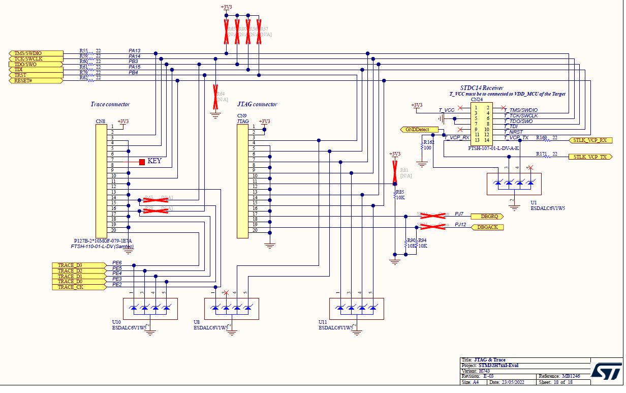 Issue downloading the code on STM32H743 over JTAG ...