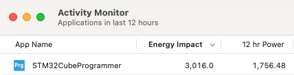 STM32 Cube programmer drain battery on MacOS in fe... - STMicroelectronics Community