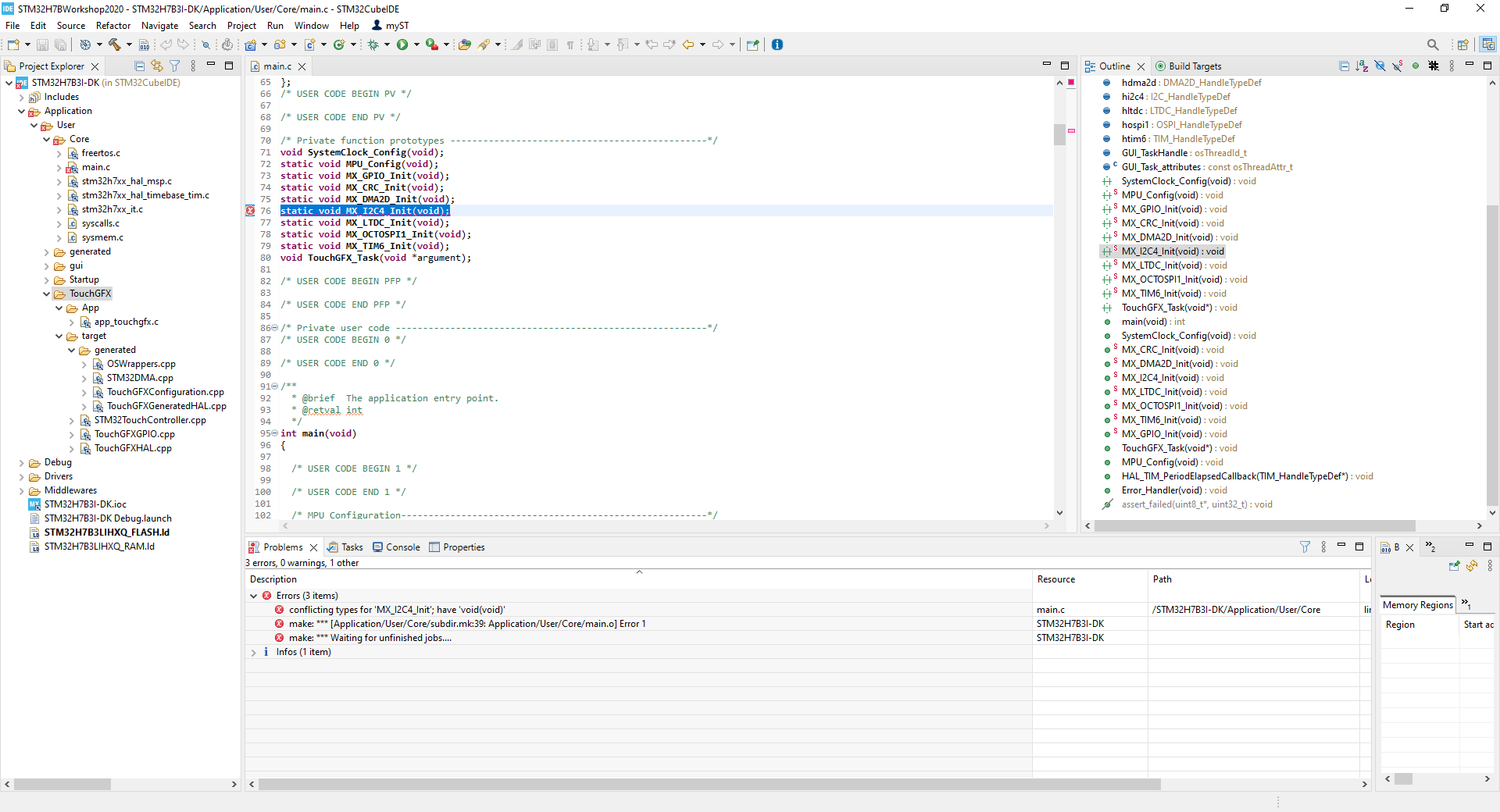 STM32H7B3I-DK__Build Errors__MX_I2C4_Init__have vo... - STMicroelectronics Community