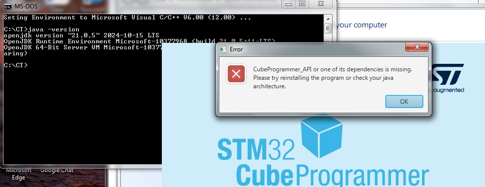Windows 7, getting the Cube Programmer API depende... - STMicroelectronics Community