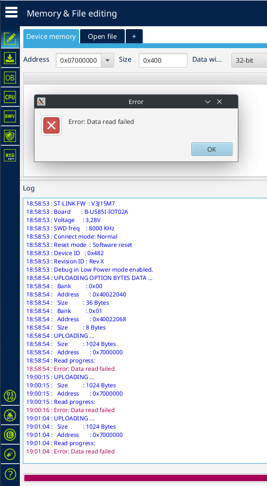 Solved: B-U585I-IOT02A - default external loader - STMicroelectronics Community