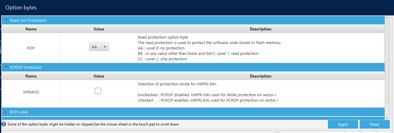 Solved: PCROP Not disabled after RDP Regression, Option ch... - STMicroelectronics Community