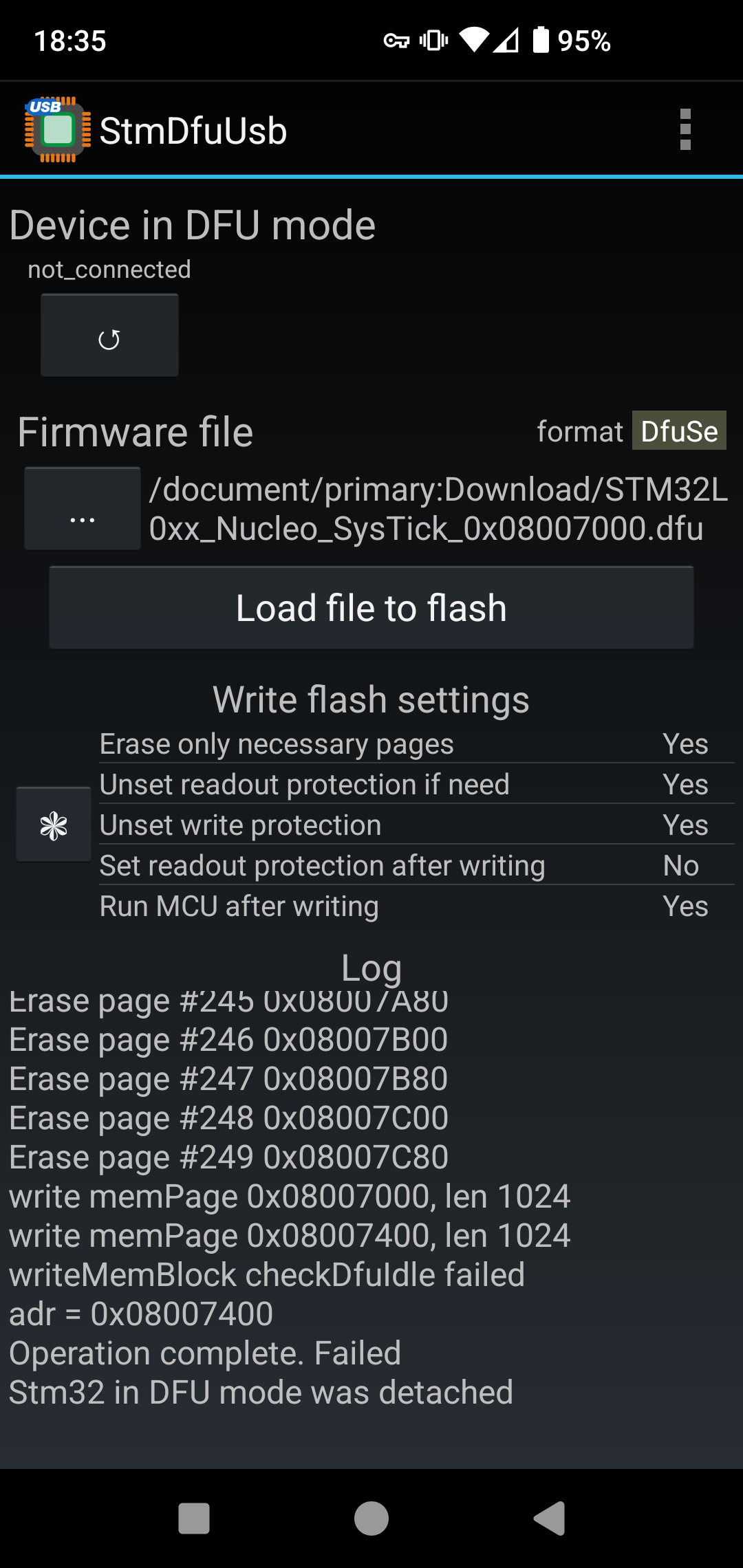 STM32L0 USB DFU Upload doesn't work with Android a... - STMicroelectronics Community
