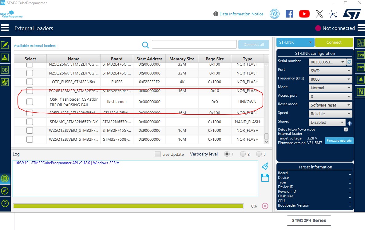 External Loader - stldr ERROR PARSING FAIL - STMicroelectronics Community