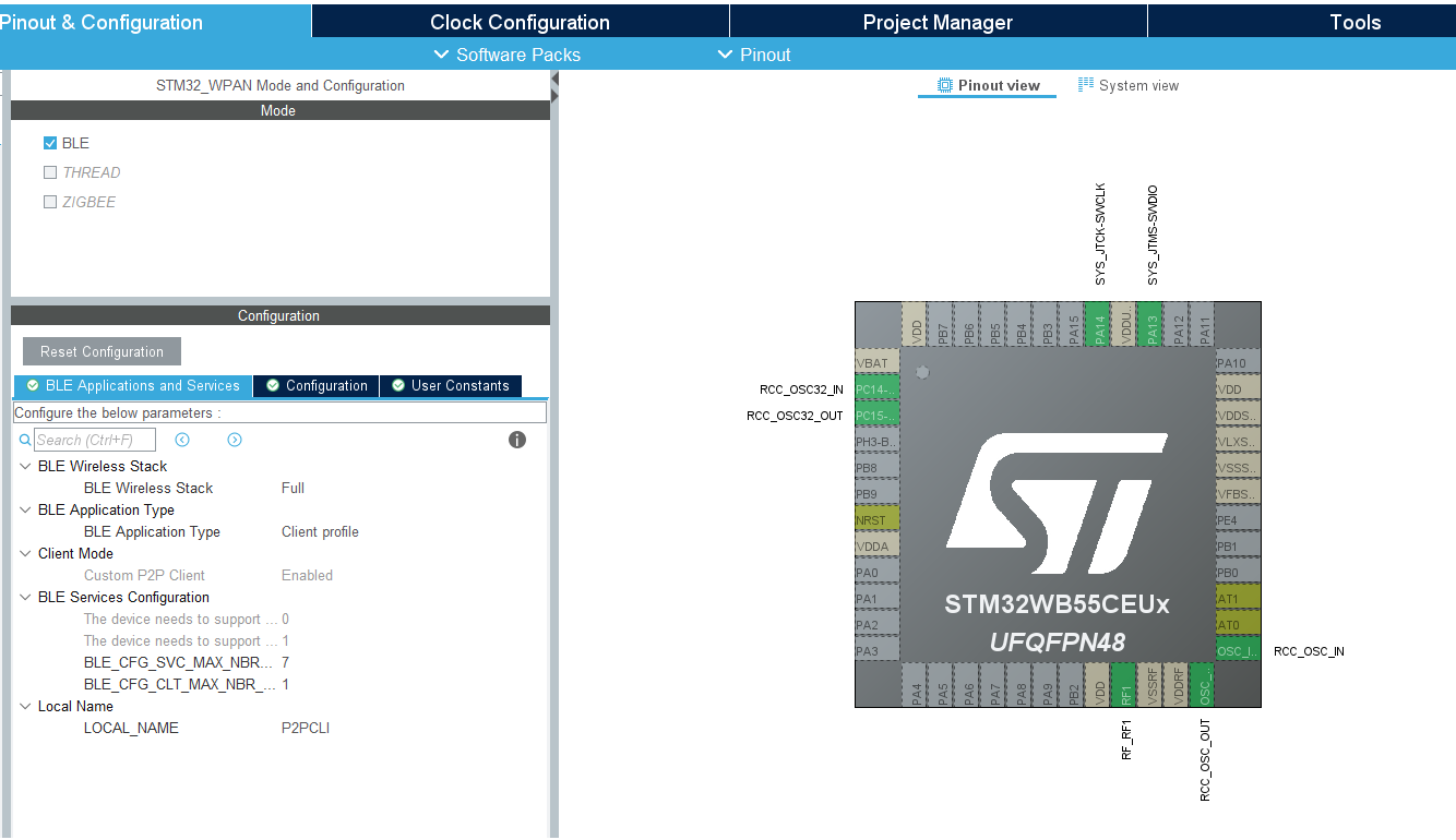 Wb55 Ble Client Custom Board Stmicroelectronics Community