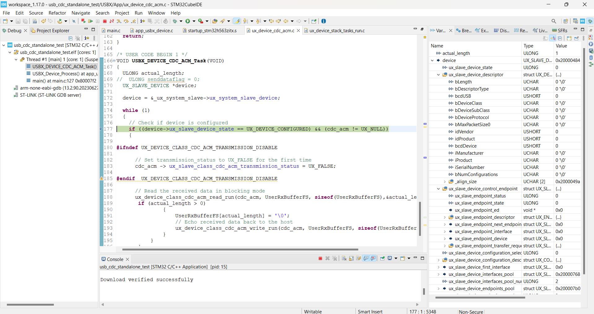 Usb Cdc Acm In Standalone Mode Using Stm32h563zi B Stmicroelectronics Community