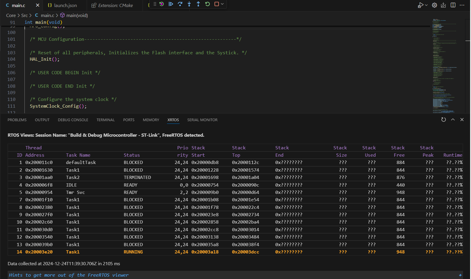 Using Vs Code For Freertos™ Application Debugging Stmicroelectronics Community