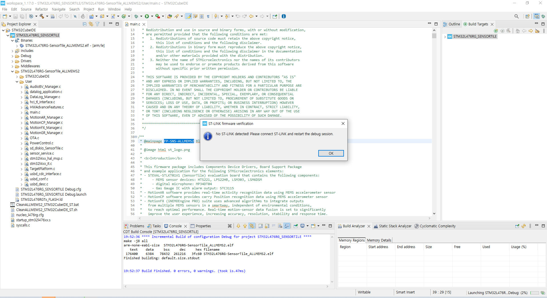 No St Link Detected Please Connect St Link And Re Stmicroelectronics Community