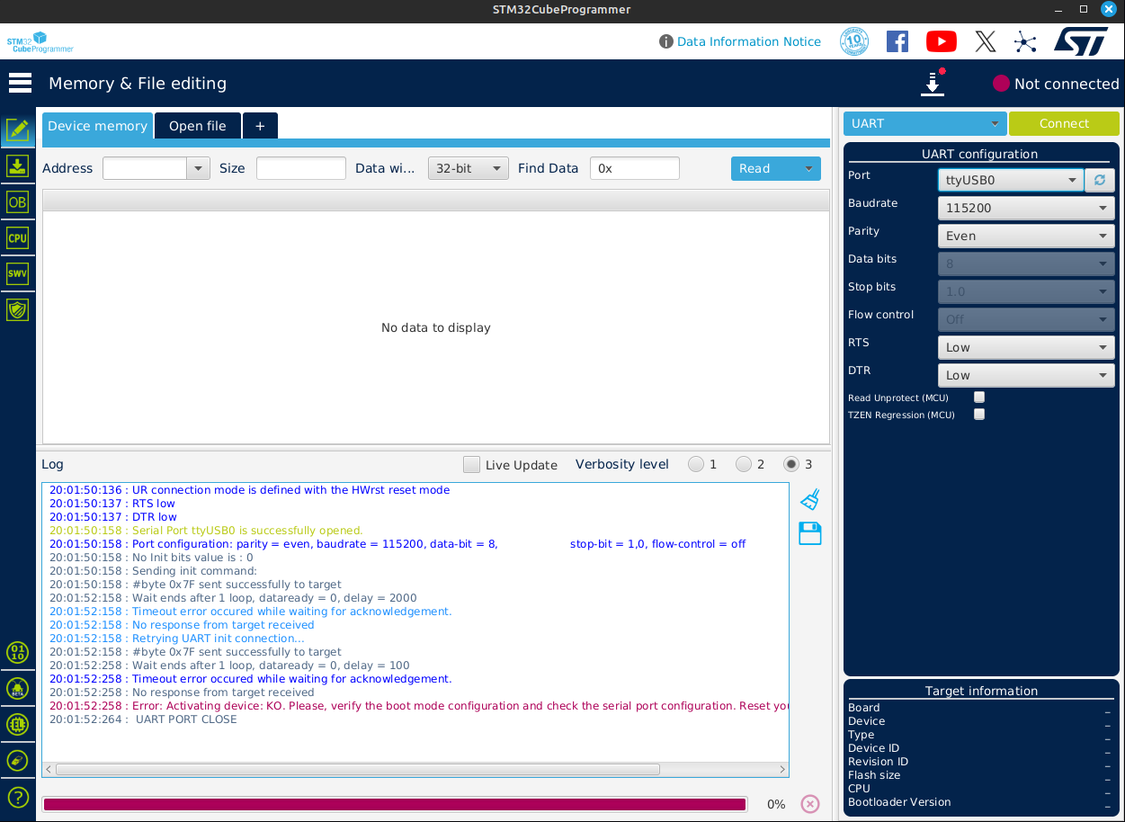 Cannot Communicate Stm32cubeprogrammer With Stm32g Stmicroelectronics Community