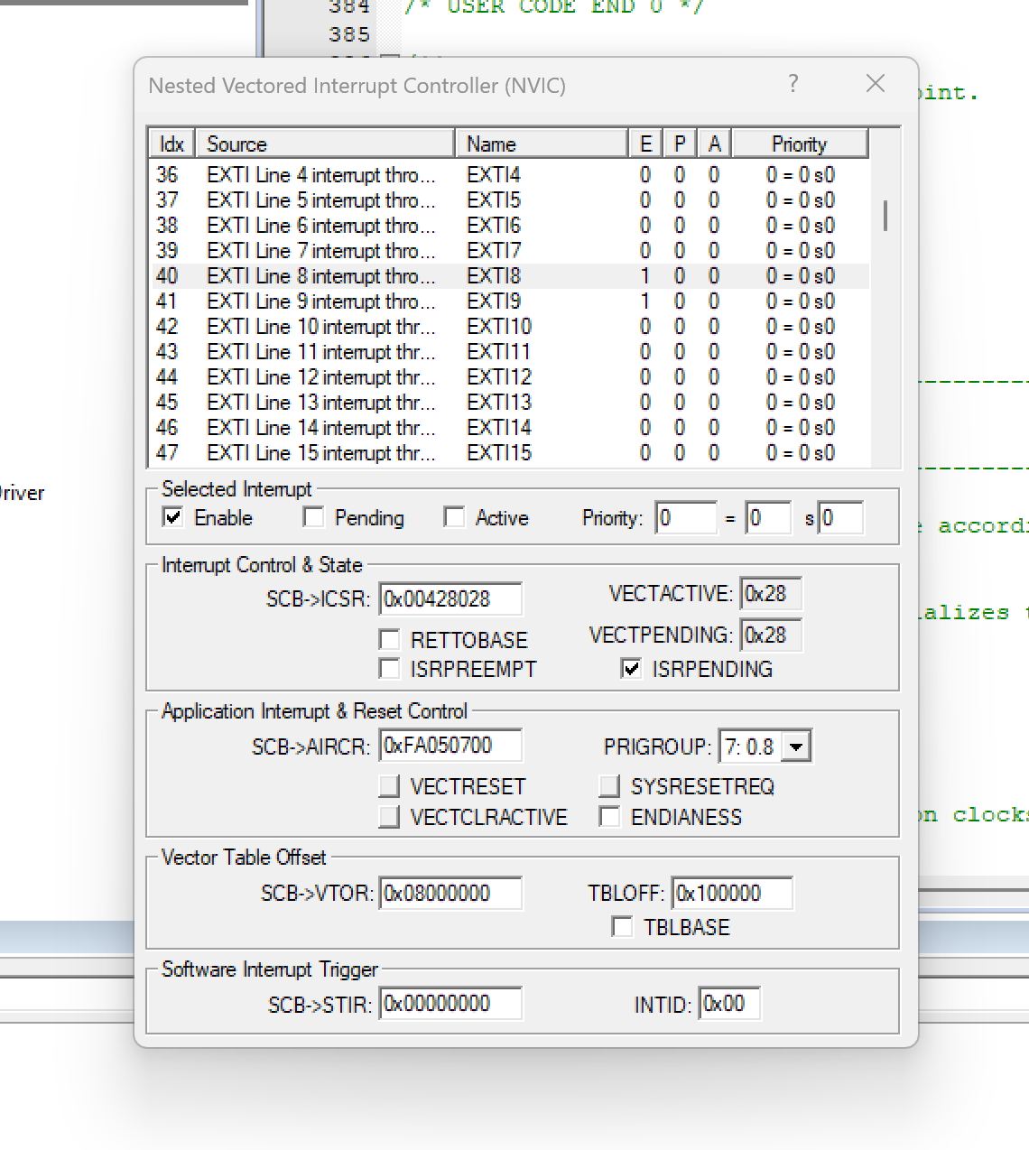 Solved: EXTI strange behavior on stm32h7r3z8t6 - STMicroelectronics Community