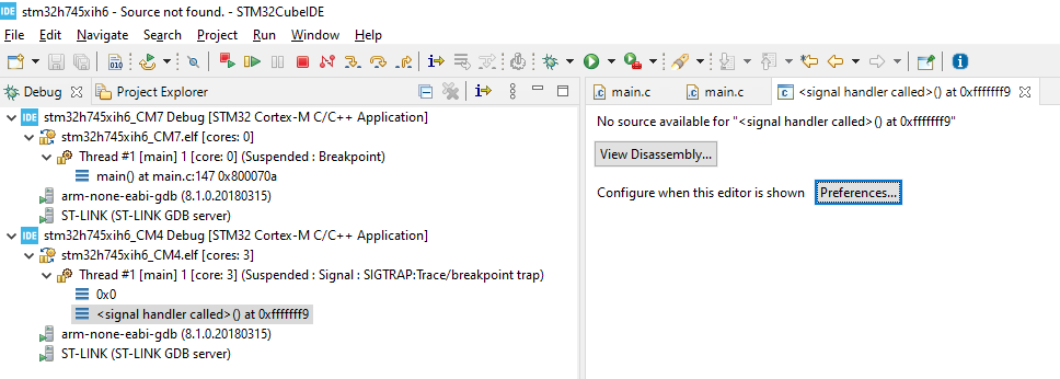 Debugging Issue on STM32H745 Dual-Core - STMicroelectronics Community