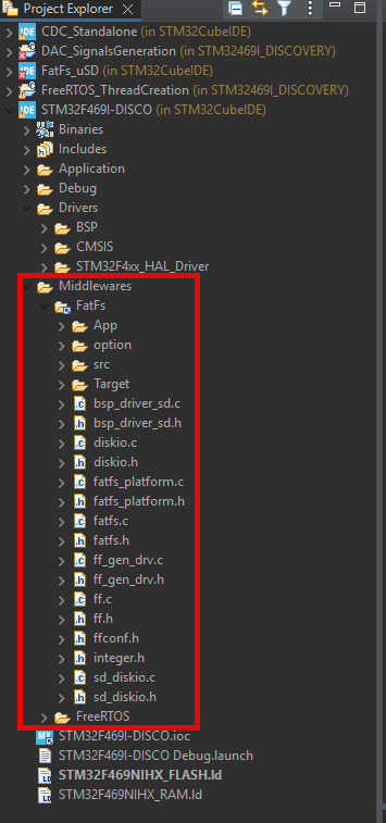 Solved: STM32F469I-DISCO Missing fatfs.h after using CubeM... - STMicroelectronics Community