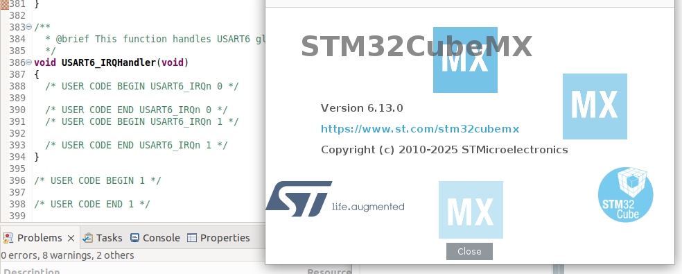 Solved: DCT Issue: Missing HAL Interrupt Handler for USART... - STMicroelectronics Community