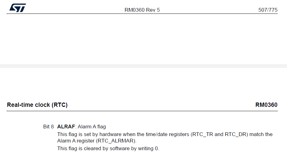 F0 RTC Alarm matching - documentation typo? - STMicroelectronics Community