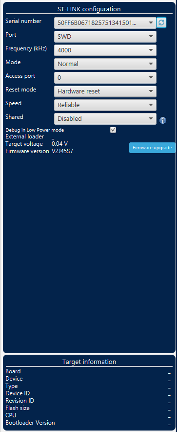 Error No Stm32 Target Found Stmicroelectronics Community