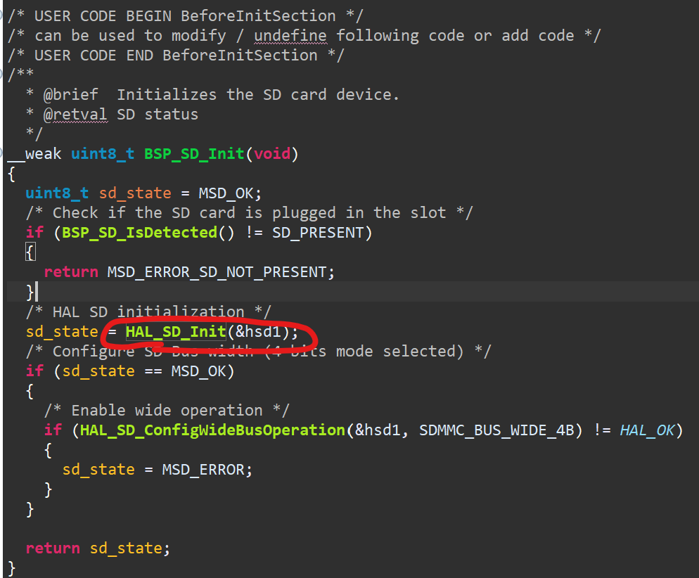 Solved: MX_SDMMC1_SD_Init missing HAL_SD_Init - STMicroelectronics Community