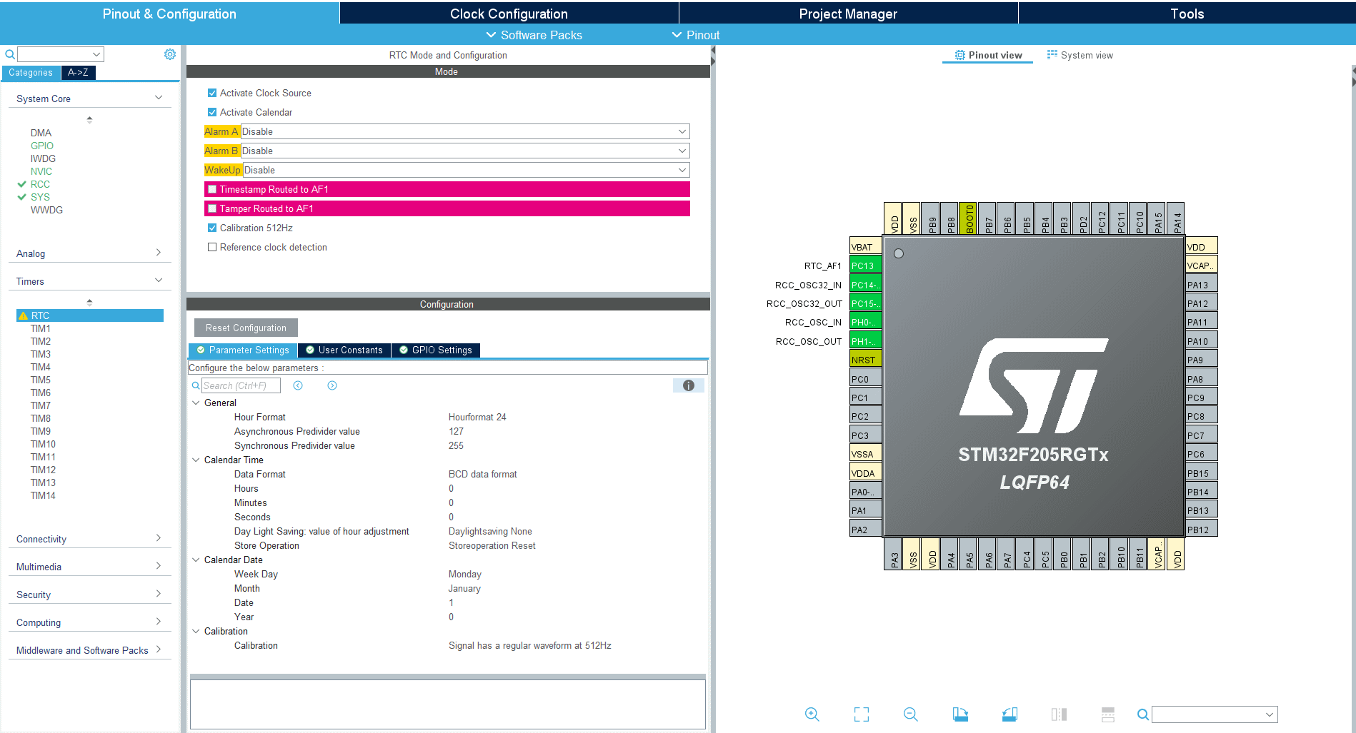 STM32F205RG RTC Problem. - STMicroelectronics Community