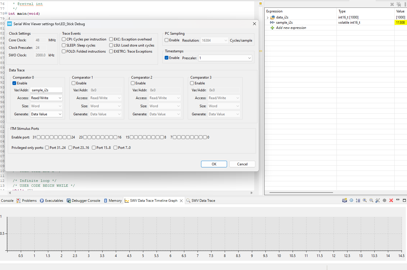 Not able to start a Trace with the SWV Data Trace ...